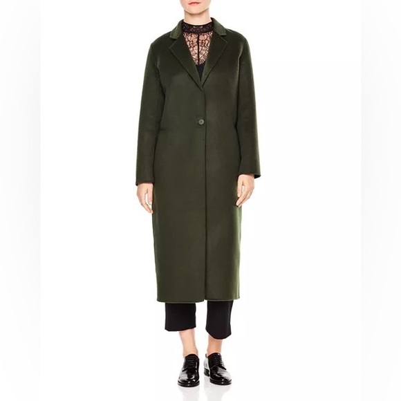 Sandro | Jackets & Coats | Sandro Long Green Coat | Poshmark